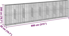 Gabionový koš s víkem 800 x 50 x 200 cm pozinkované železo 3295173