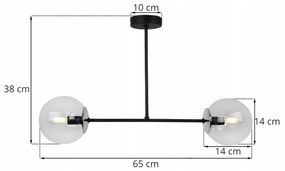 Stropní svítidlo PARIS, 2x transparentní skleněné stínítko, (výběr ze 4 barev uchycení)