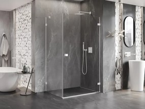 Mexen Lunar-B, pravostranný výklopný sprchový kout 100 x 80 cm, 8mm čiré sklo, bílý profil, 832-100-080-20-00-P
