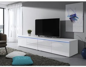 TV stolek Cleo XI Double L+P, Barva: bílá / bílý lesk