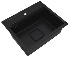 Gamma Quadro 5850, 1-komorový granitový dřez 580x495x220 mm, černá, GMA-ZLE000229