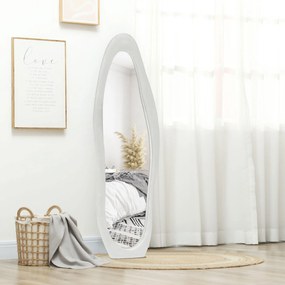 HOMCOM celoplošné zrcadlo 50 x 160 cm stojící zrcadlo s krytem rámu připomínajícím samet, nepravidelné zvlněné zrcadlo na zeď do ložnice, obývacího p…