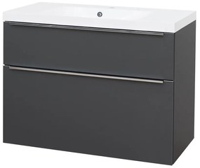 Mereo Mereo, Mailo, koupelnová skříňka s umyvadlem z litého mramoru 101 cm, bílá, dub, antracit, CN532M