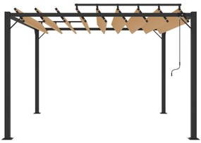 vidaXL Marketos Altán s lamelovou střechou 3 x 3 m taupe tkanina a hliník
