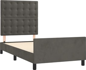 Rám postele bez matrace tmavě šedá 100 x 200 cm samet 3125984