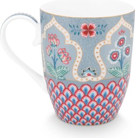 Pip Studio Flower Festival hrnek 350ml, červeno-modrý (hrnek z tenkostěnného porcelánu)