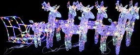 vidaXL Vánoční sobi se sáněmi 320 LED diod akryl [3100425] Barva: Vícebarevný
