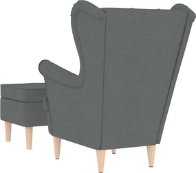 Křeslo s podnožkou tmavě šedé textil 3307990