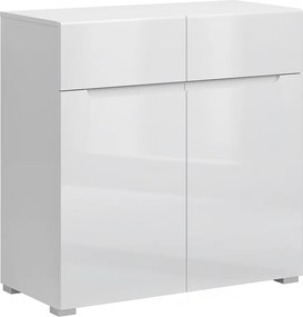 Komoda 2D2S, bílá/bílý extra vysoký lesk HG, JOLK