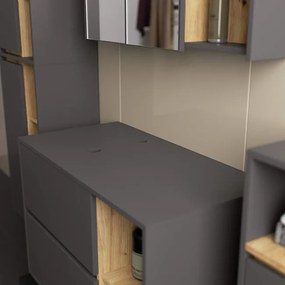 Skříňka pod umyvadlo VAMI W90 2SZ grafitová / šedá / dub artisan