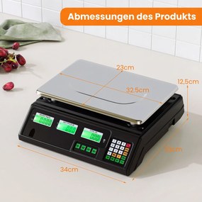 Costway 40 kg Digitální obchodní váhy Potravinové váhy s kalkulací ceny vyrobené