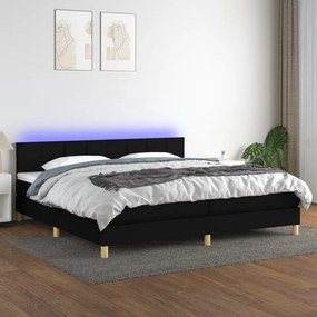 Box spring postel s matrací a LED černá 200x200 cm textil 3133743