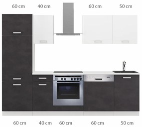 Kuchyňská linka TONI | 270 cm | S PRACOVNÍ DESKOU | bílá/matera