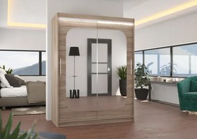 Posuvná skříň se zrcadlem a LED osvětlením CLEVER 150