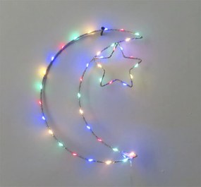 HJ LED světelná dekorace ve tvaru měsíce a hvězdy (USB nebo AA baterie) LED barva: Teplá bílá/Warm white