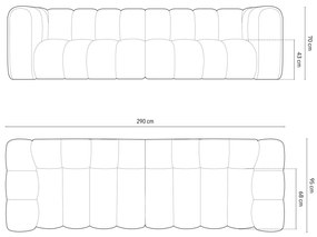 MUZZA Čtyřmístná pohovka pauline 290 cm samet šedá