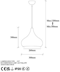 Závěsné svítidlo s kovovým stínidlem ø 26 cm Muba – Opviq lights