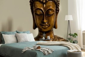 Samolepící fototapeta bronzová hlava Buddhy - 225x150 cm