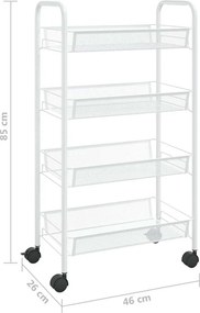 Kuchyňský vozík se 4 patry bílý 46 x 26 x 85 cm železo 336326
