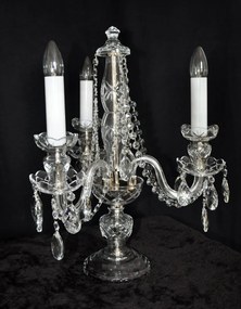 3 bulbs hand cut crystal table lamp with cut almonds