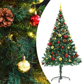 Vánoční stromek s LED osvětlením a baňkami zelený 150 cm 321499