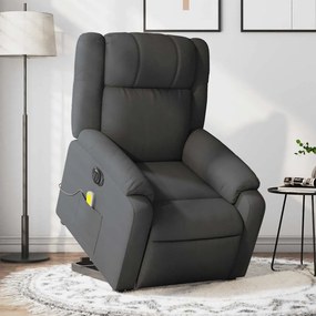Elektrické zvedací masážní polohovací křeslo tmavě šedé textil 3205239