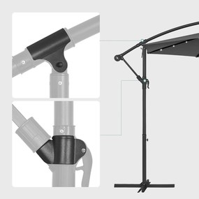 Zahradní slunečník se solárními LED lampami, šedý