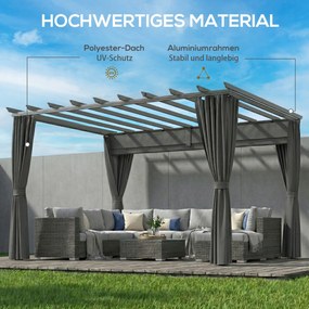 Pergola cca 3,6x3 m Zahradní pavilon Hliníkový kryt terasy s nastavitelnou střechou Tmavě šedá barva