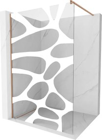 Mexen Kioto, sprchová zástěna Walk-In 100 x 200 cm, 8mm čiré sklo bílý vzor, ​​měděný matný profil, 800-100-101-65-97