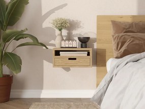 Benlemi Dřevěný závěsný noční stolek ve scandi stylu HYLLE přírodní Zvolte kvalitu dřeva: 1. Dubový masiv třídy A