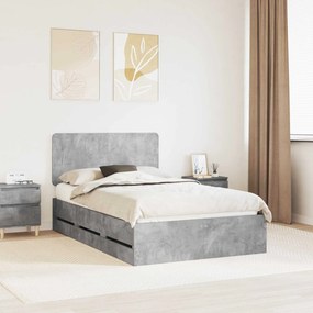 Rám postele s čelo Betonově šedá 135 x 190 cm Inženýrské dřevo 3412605