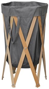 vidaXL Skládací koš na prádlo šedý dřevo a textil