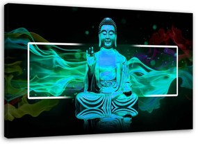 Obraz na plátně Meditující Buddha Zen Tyrkysová - 120x80 cm