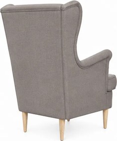 relaxační křeslo, ušák, dřevo/kov/látka, 102x80x66 cm, nohy světlé/taupe, Dekorino KR20260121