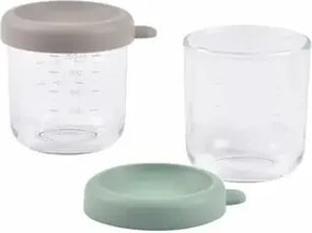 Beaba Kelímky na jídlo skleněné 2x 250 ml Green Grey