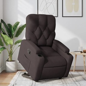 Zvedací polohovací křeslo tmavě hnědé textil 3204715