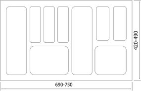 IN-DURO Příborník STRIPES 69 - 75 cm s hloubkou 42 - 49 cm, bílá