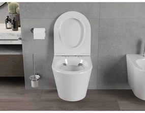 Mexen Rico závěsné wc Rimless s toaletním Slim sedátkem z duroplastu, bílá - 30720500
