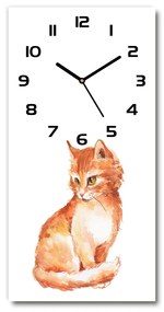 Wallmuralia Moderní hodiny nástěnné Červená kočka 30x60 cm