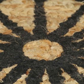 Ručně vyrobený koberec z juty s černým potiskem 120 cm 133699