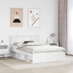 Rám postele s čelo Bílá 140 x 190 cm Kompozitní dřevo 3407868
