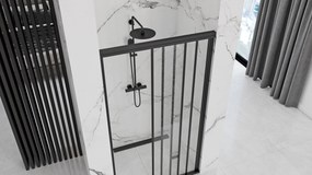 Posuvné sprchové dveře REA ALEX 90 cm pro instalaci do niky, černé/transparent - bez vaničky