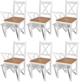 Jídelní židle 6 ks bílé borové dřevo,  271497