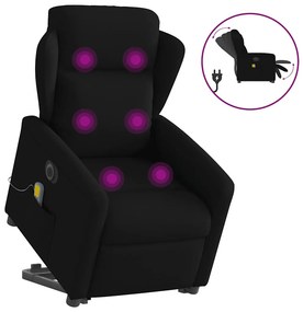 Elektrické zvedací masážní polohovací křeslo černé textil 3303166
