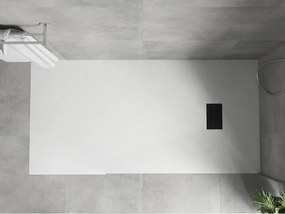Mexen Hugo, obdélníková sprchová vanička SMC 180 x 80 cm, bílá, černá krytka, 42108018-B