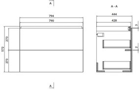 Cersanit Larga, závěsná umyvadlová skříňka 80cm, bílá lesklá, S932-073