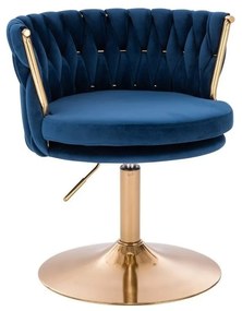 LuxuryForm DESIGN Otočná židle LYON VELUR na zlatém talíři - modrá