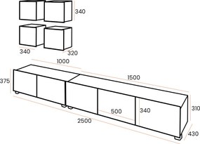GAB Obývací stěna LORONA 18, Zlatý dub 250 cm