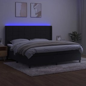 Box spring postel s matrací a LED černá 200x200 cm samet 3139585