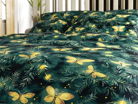 Mikroplyšové povlečení YELLOW BUTTERFLY tmavě zelené Rozměr povlečení: 70 x 90 cm | 140 x 220 cm